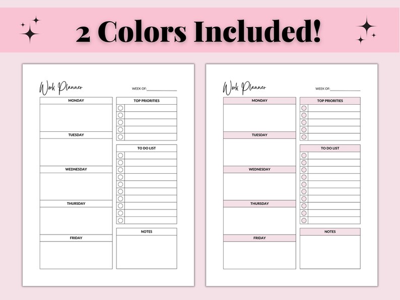 Work Planner, Weekly Schedule Printable, Work Log, Work From Home ...