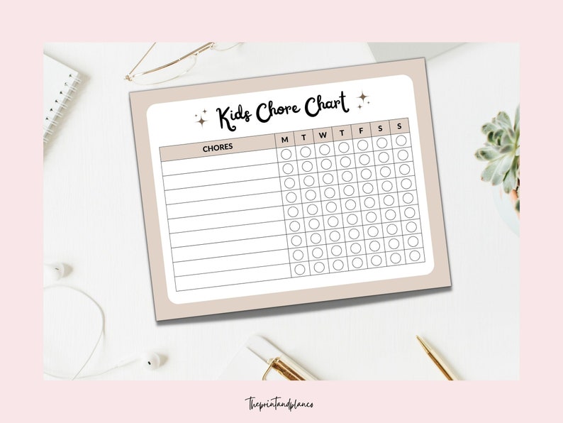 Chore Chart Printable, Reward Chart, Chore Chart, Responsibility ...