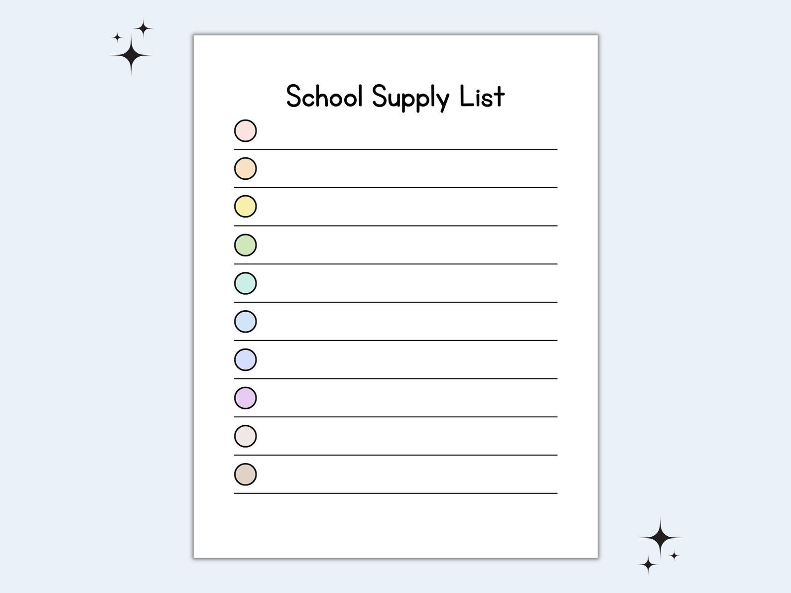 School Supply List Printable, School Supplies Template, Inventory Log ...
