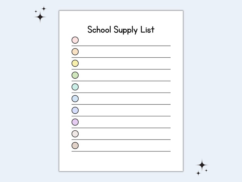 School Supply List Printable, School Supplies Template, Inventory Log ...