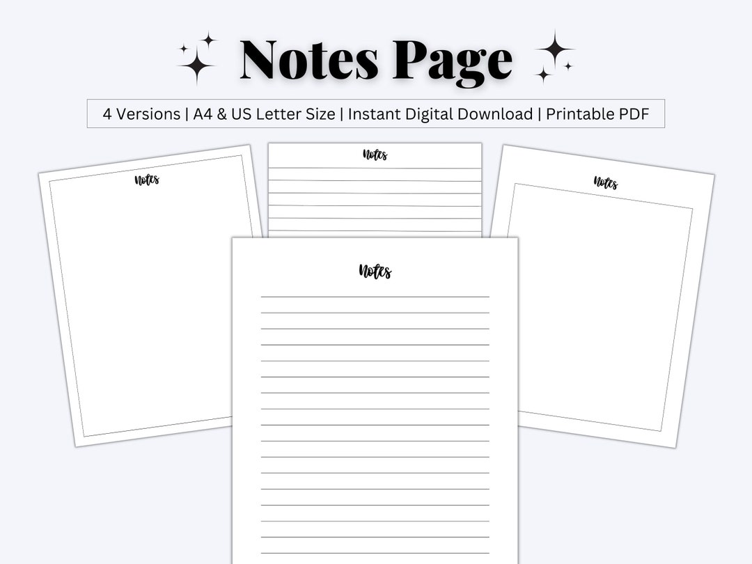Printable Note Pages, Notes Page Printable, Minimal Notes Page ...