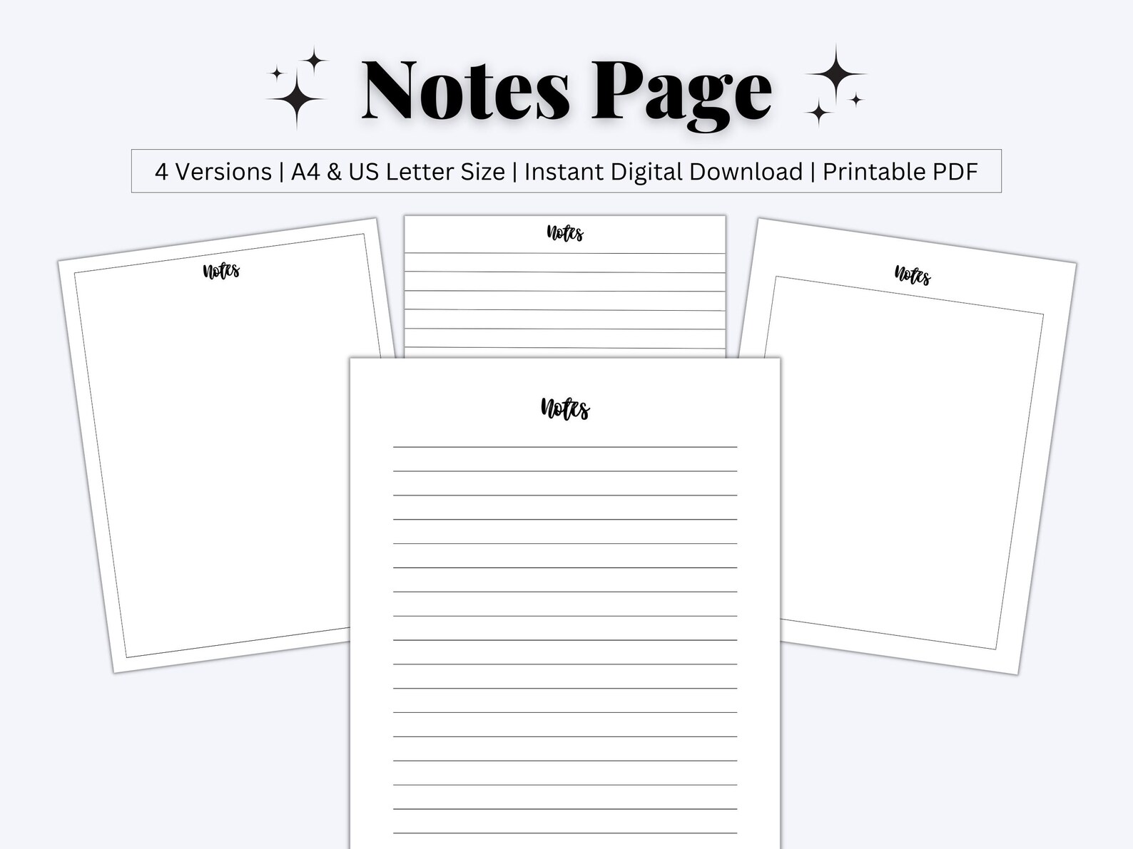 Printable Note Pages, Notes Page Printable, Minimal Notes Page ...