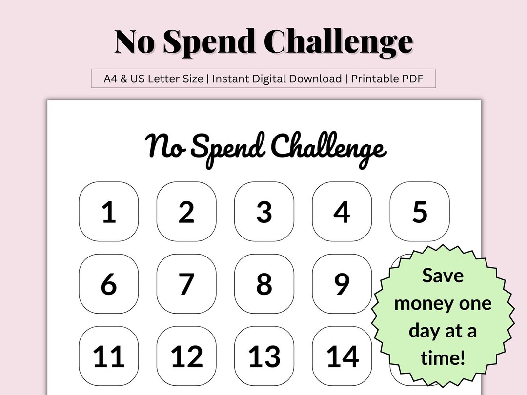 No Spend Challenge, No Spend Tracker, Savings Challenge, Money Save ...
