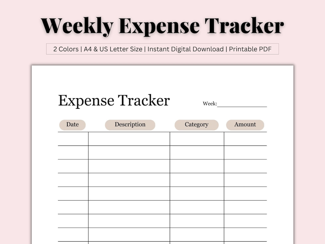 Expense Log, Weekly Expense Tracker, Income and Expense, Budgeting ...