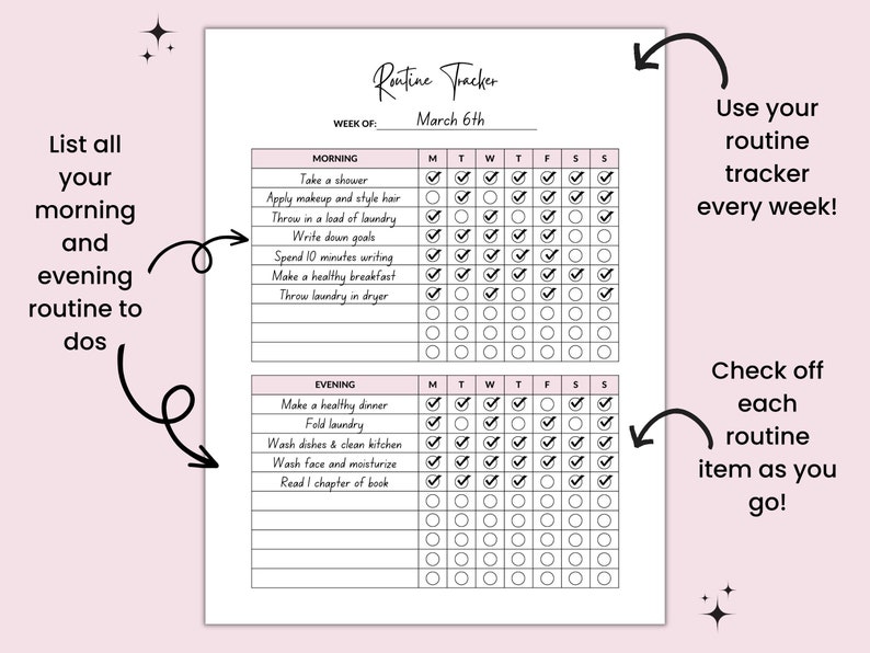 Daily Routine Tracker, Daily Planner, Morning Routine, Daily Routine ...