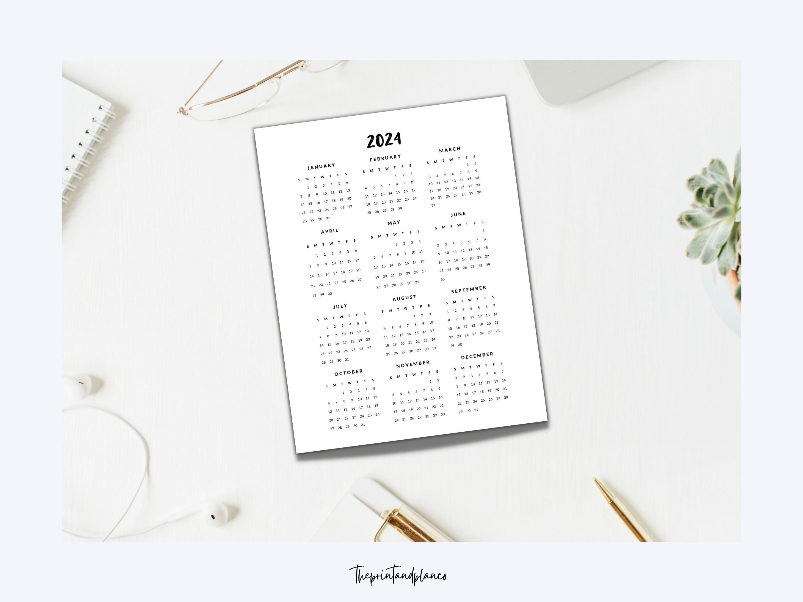 2023 Calendar Printable, 2024 Calendar Printable, Minimalist Calendar ...