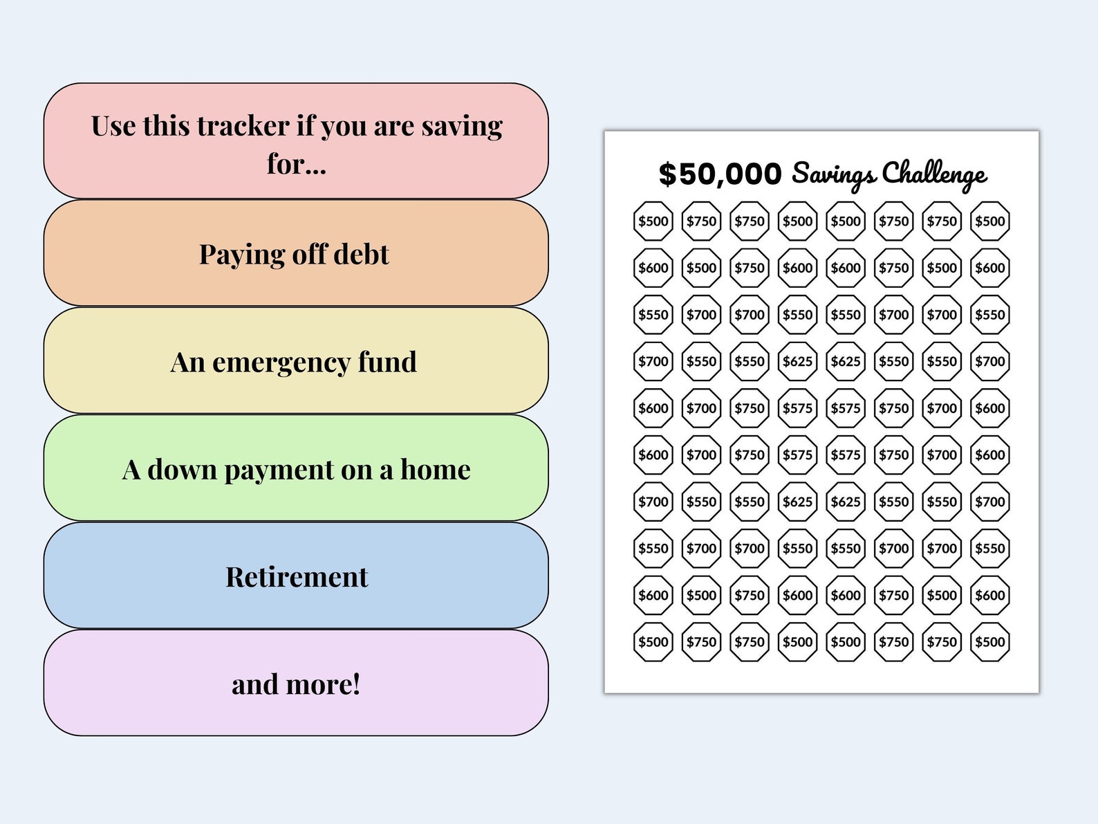 50000 Savings Challenge, Savings Tracker Template, 50k Savings Tracker ...