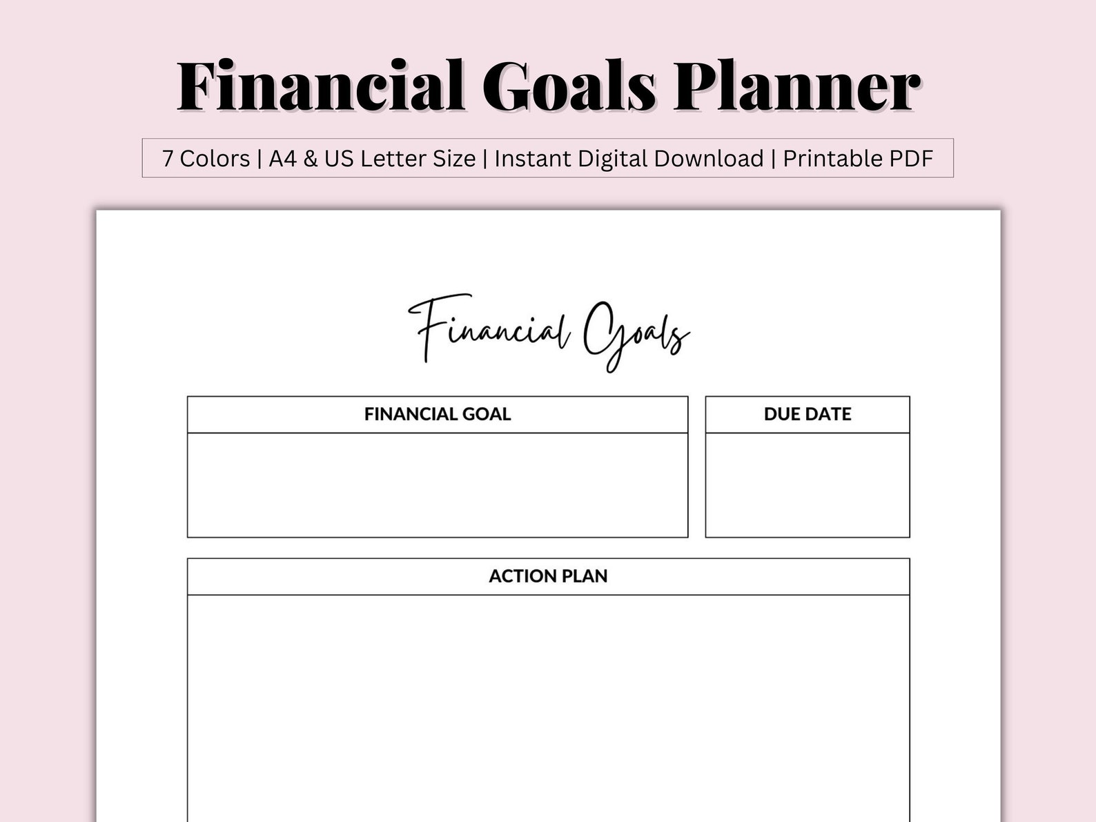 Financial Goal Planner, Financial Goals, Saving Money, Goals Tracker ...