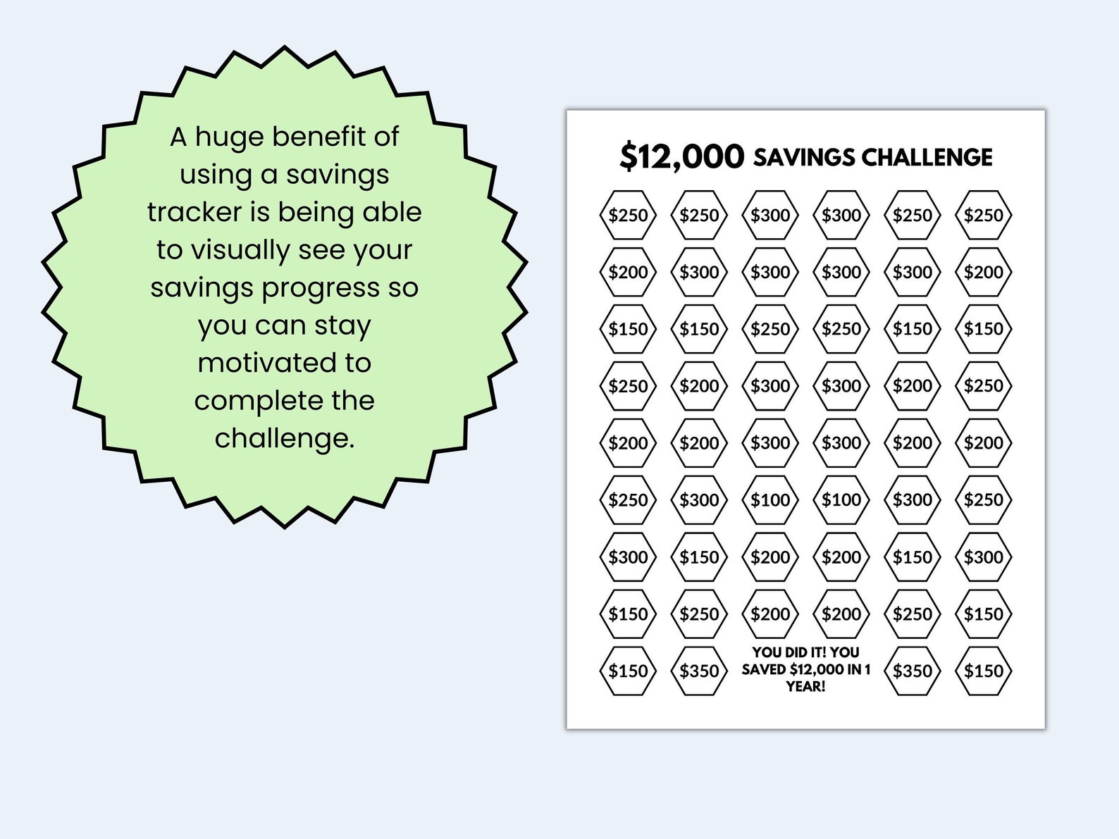 12000 Savings Challenge, 12k in 52 Weeks, Money Challenge, Save 12000 ...