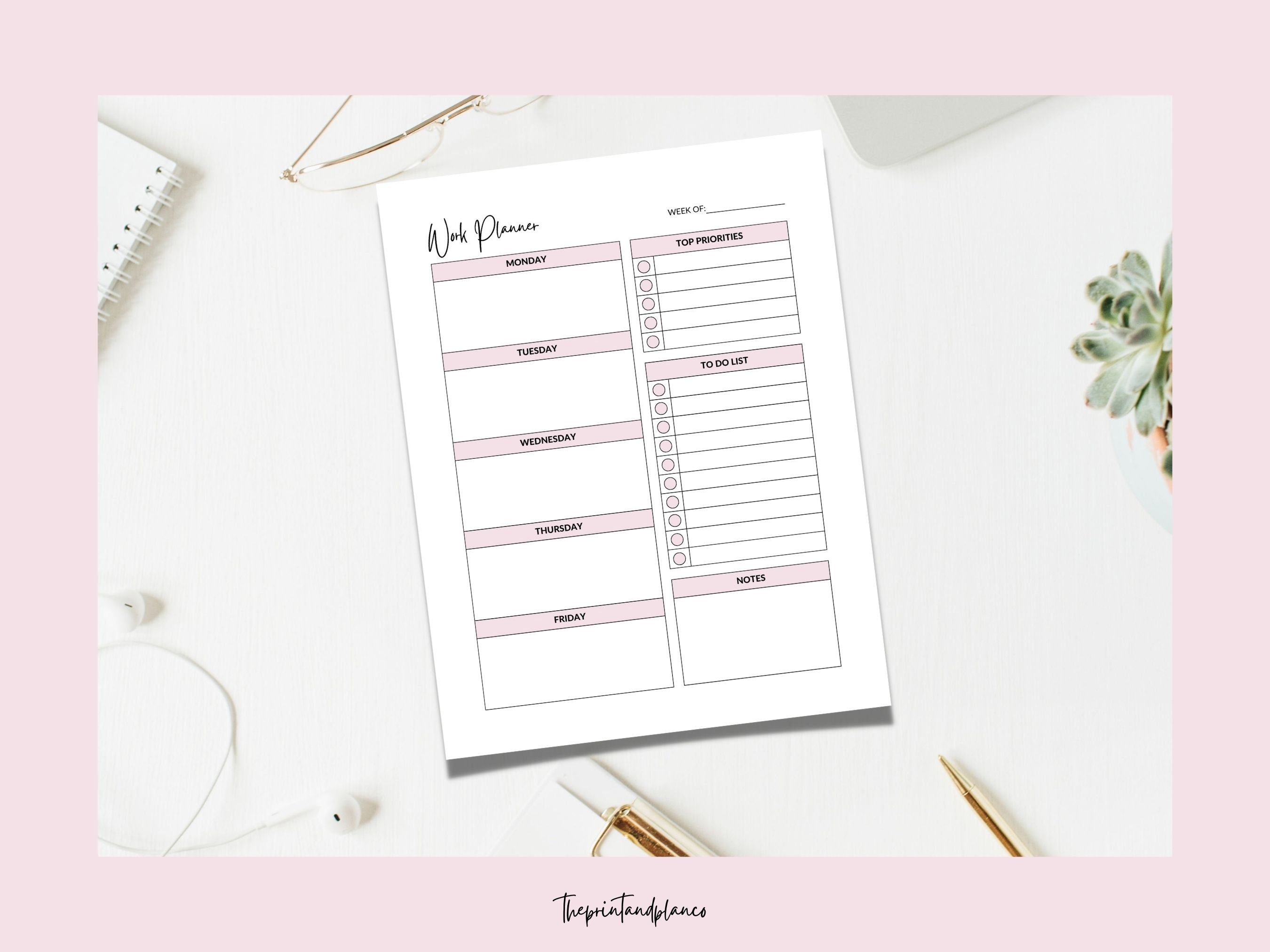 Work Planner, Weekly Schedule Printable, Work Log, Work From Home ...