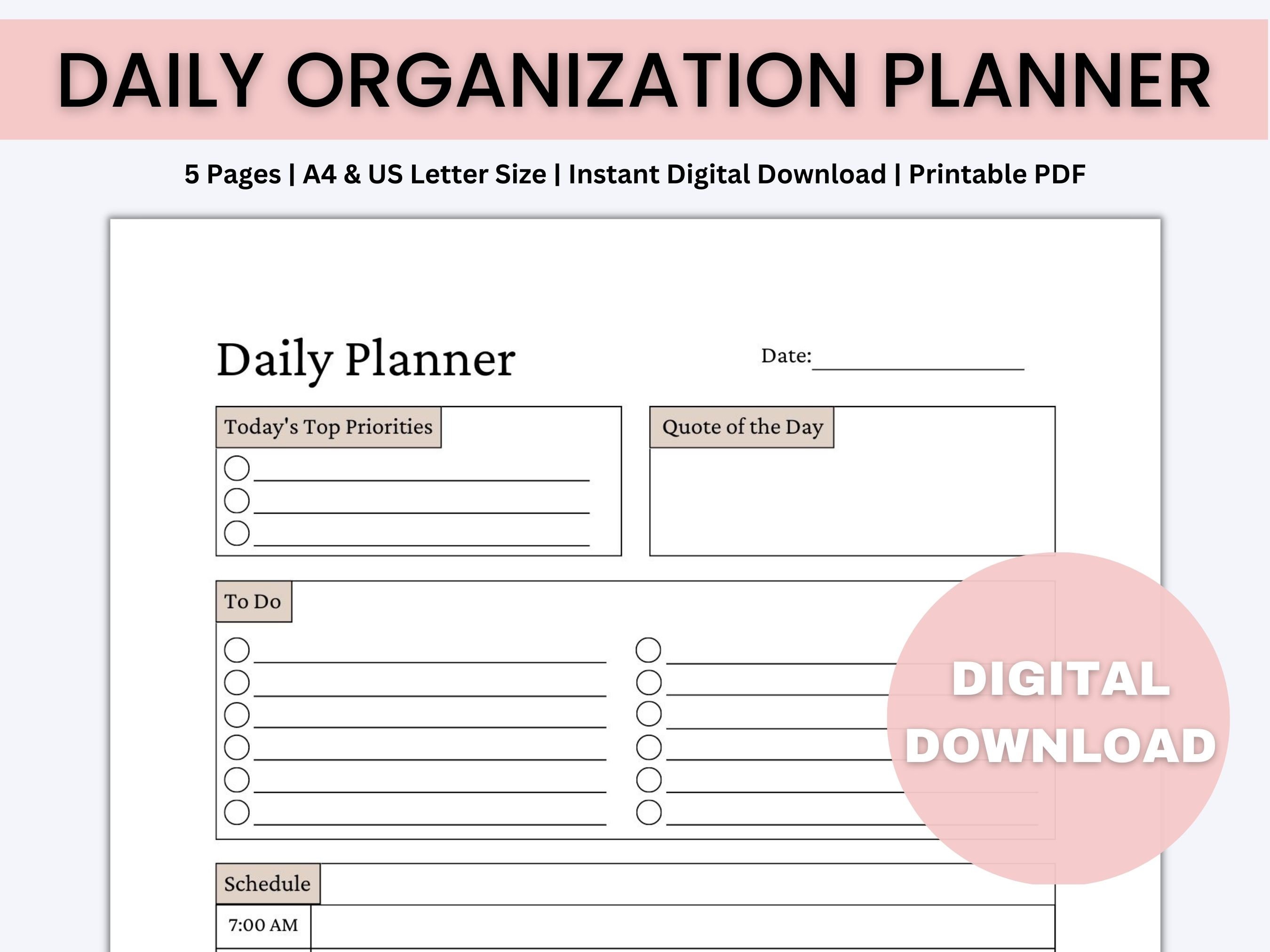Daily Planner Printable, Daily Planner Bundle, Daily Planner PDF, Daily ...