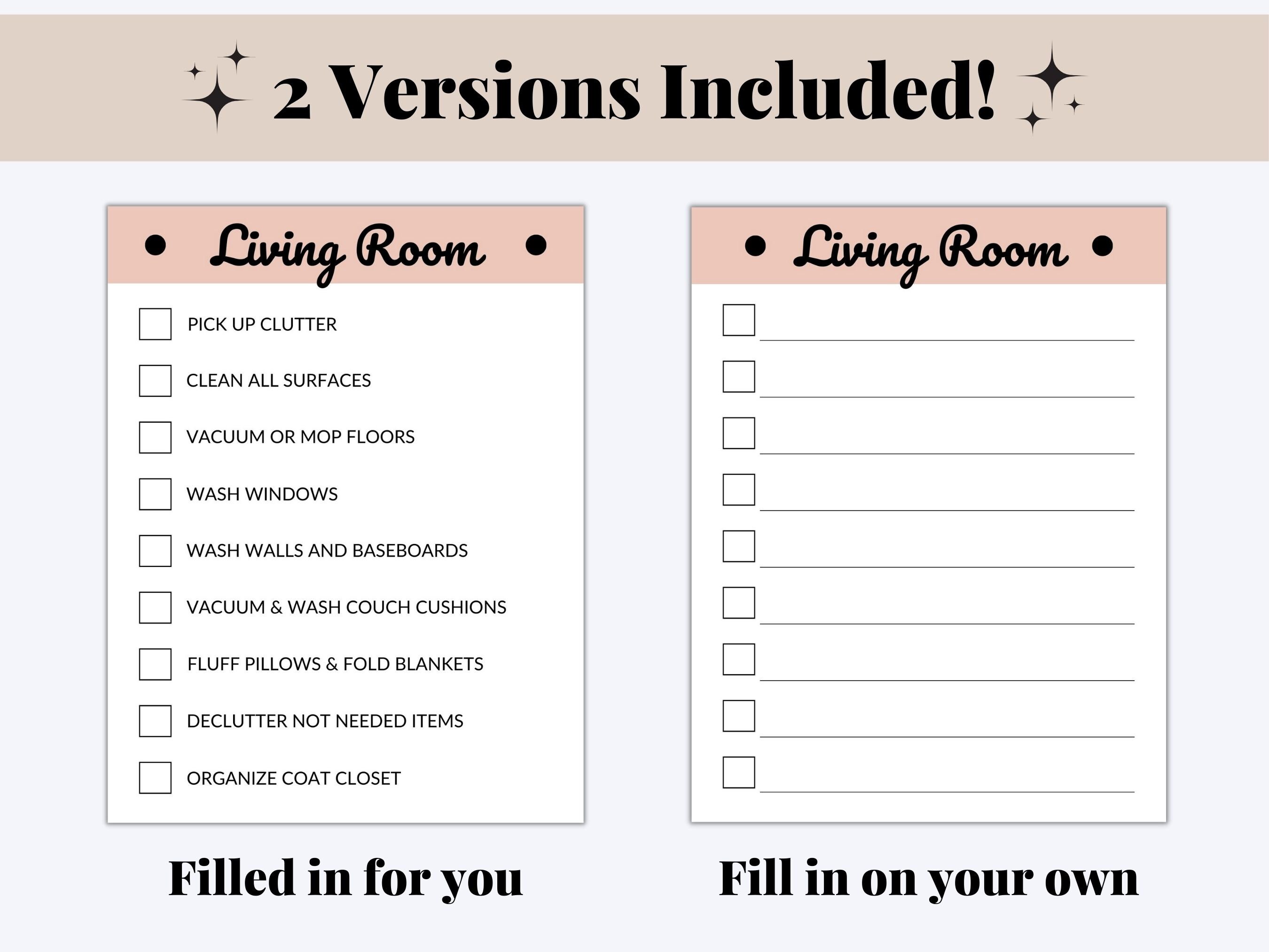 Printable Cleaning Cards, Room by Room Cleaning Cards, Family Chore ...