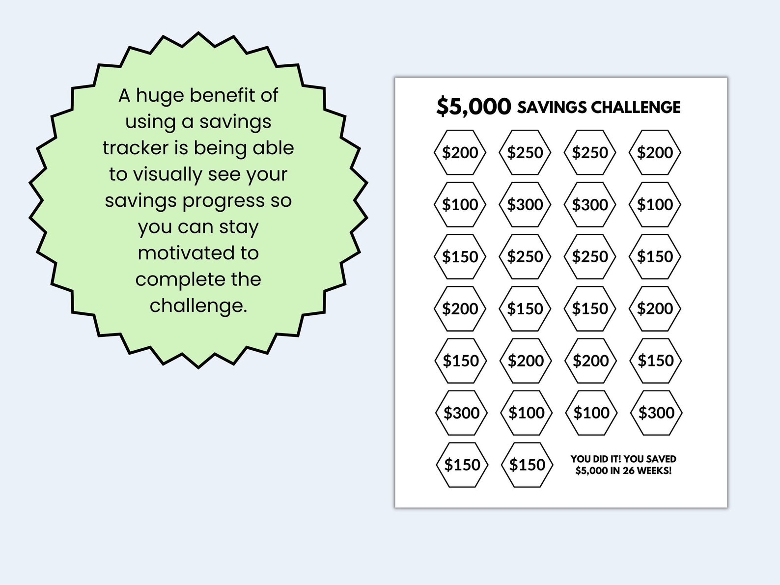 5000 Savings Challenge, 5k Challenge, Money Saving Challenge, 26 Weeks ...