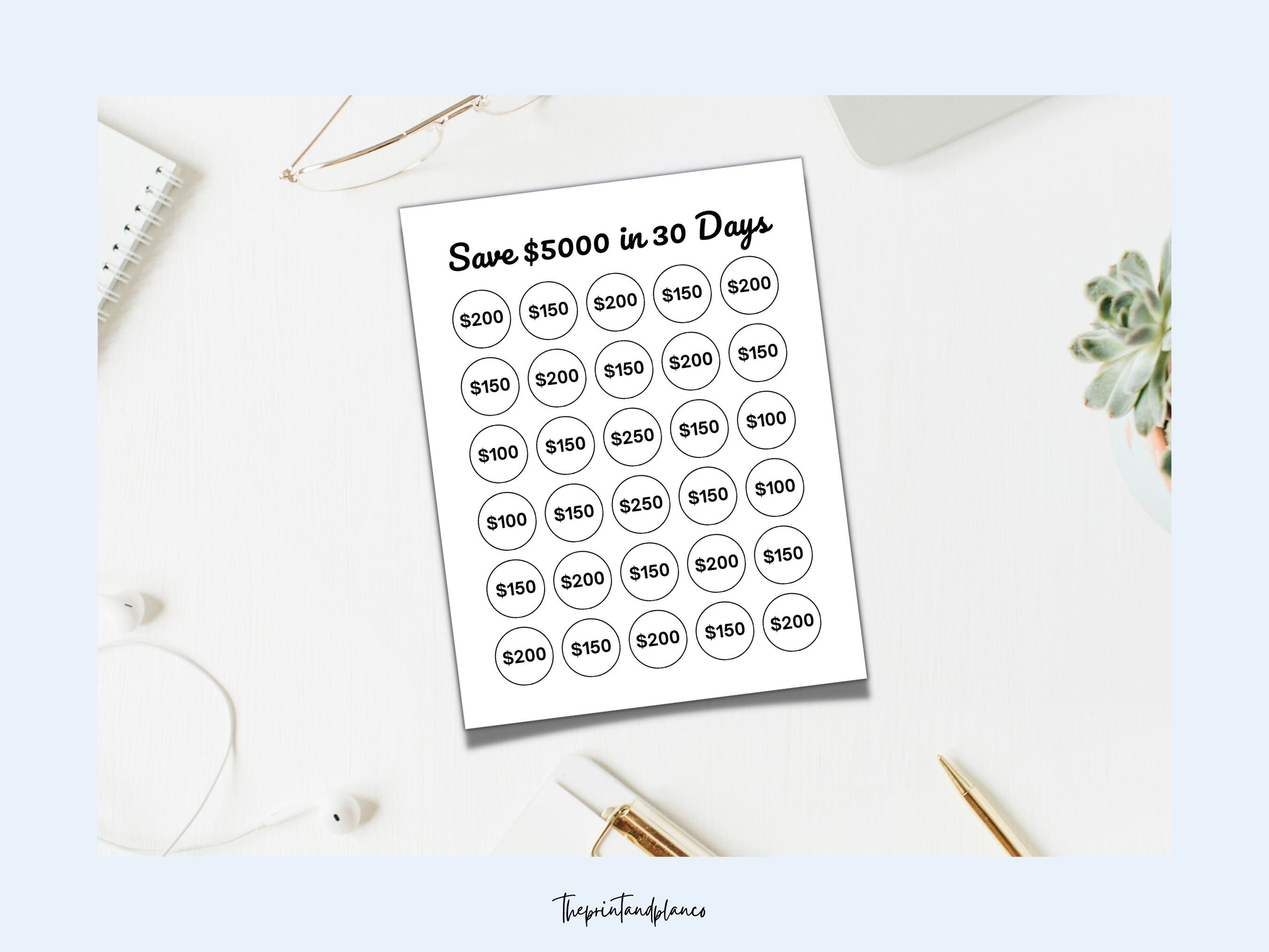 Save 5000 in 30 Days, 5000 Savings Challenge, 5K 30 Day Challenge ...