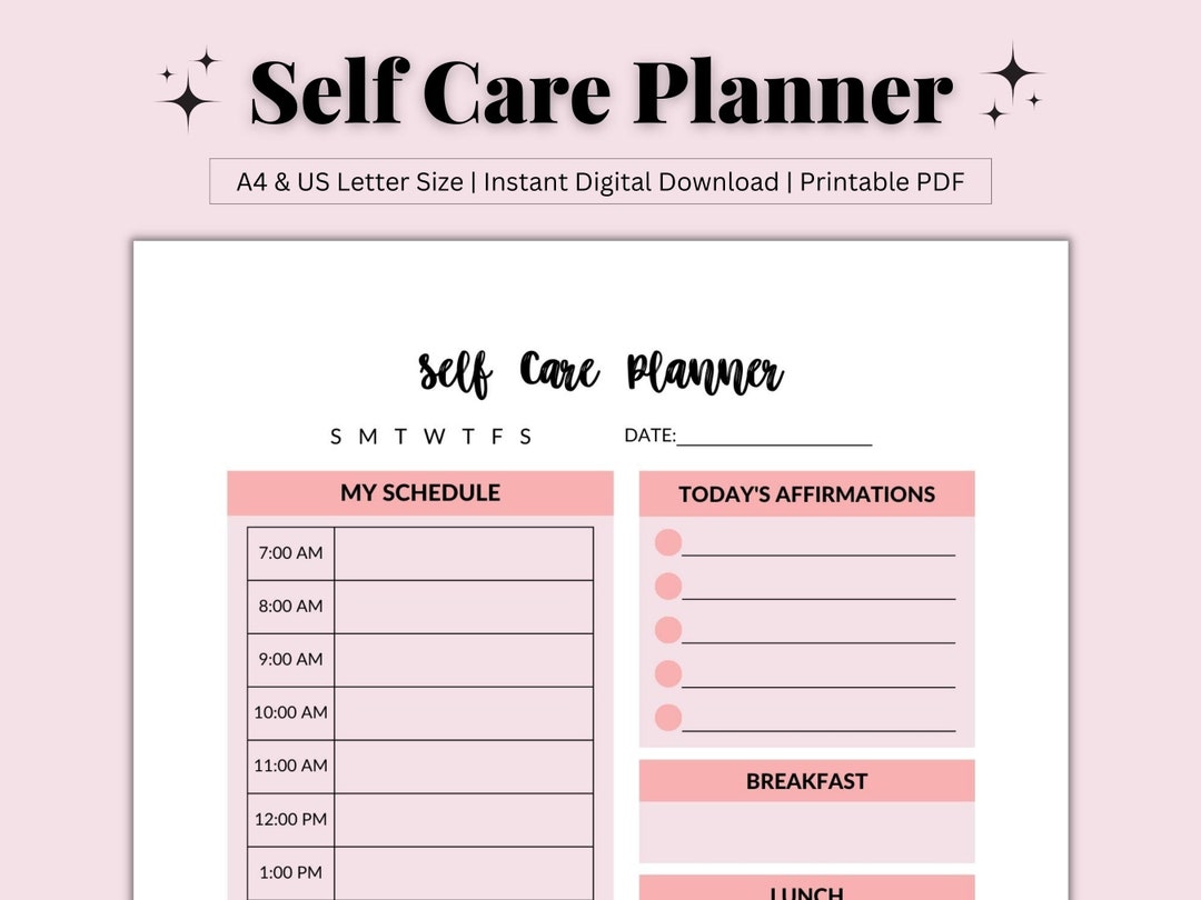 Self Care Planner Printable, Daily Self Care, Daily Gratitude ...