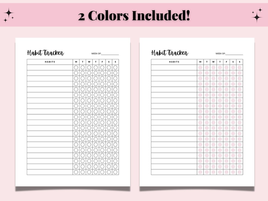 Weekly Habit Tracker, Printable Habit Tracker, Wellness, Productivity ...