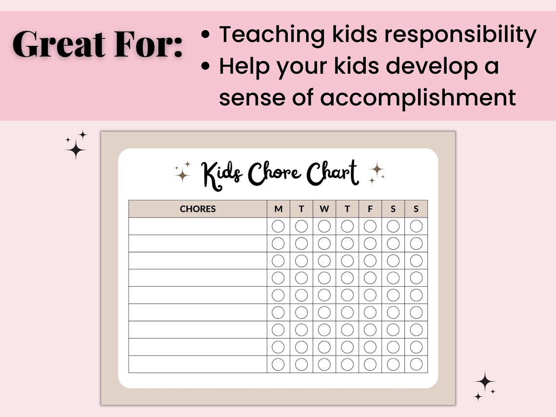 Chore Chart Printable, Reward Chart, Chore Chart, Responsibility ...