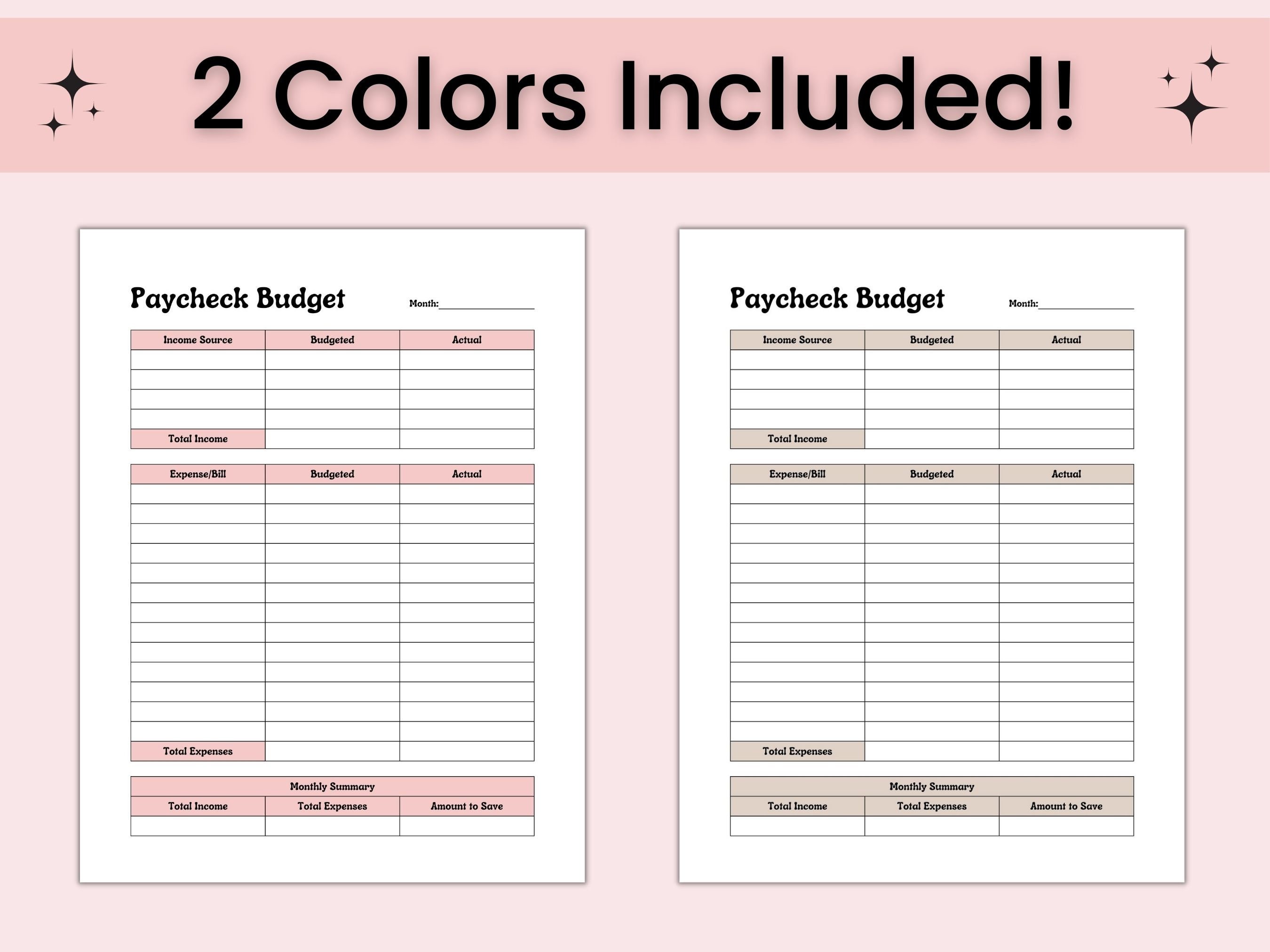 Paycheck Budget Printable, Budget by Paycheck, Income and Expense ...