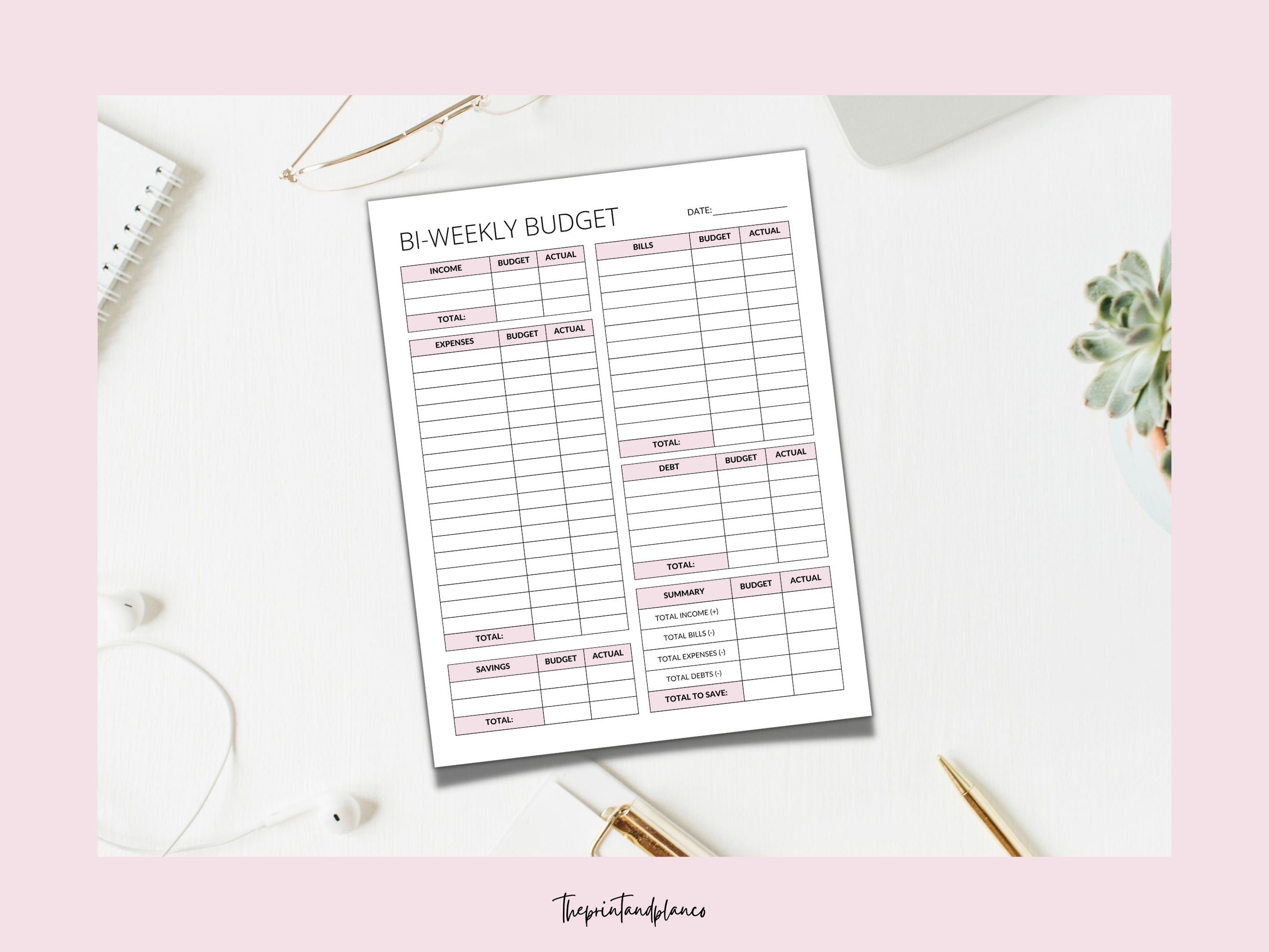Bi-weekly Budget Planner, Weekly Budget Overview, Printable Weekly ...