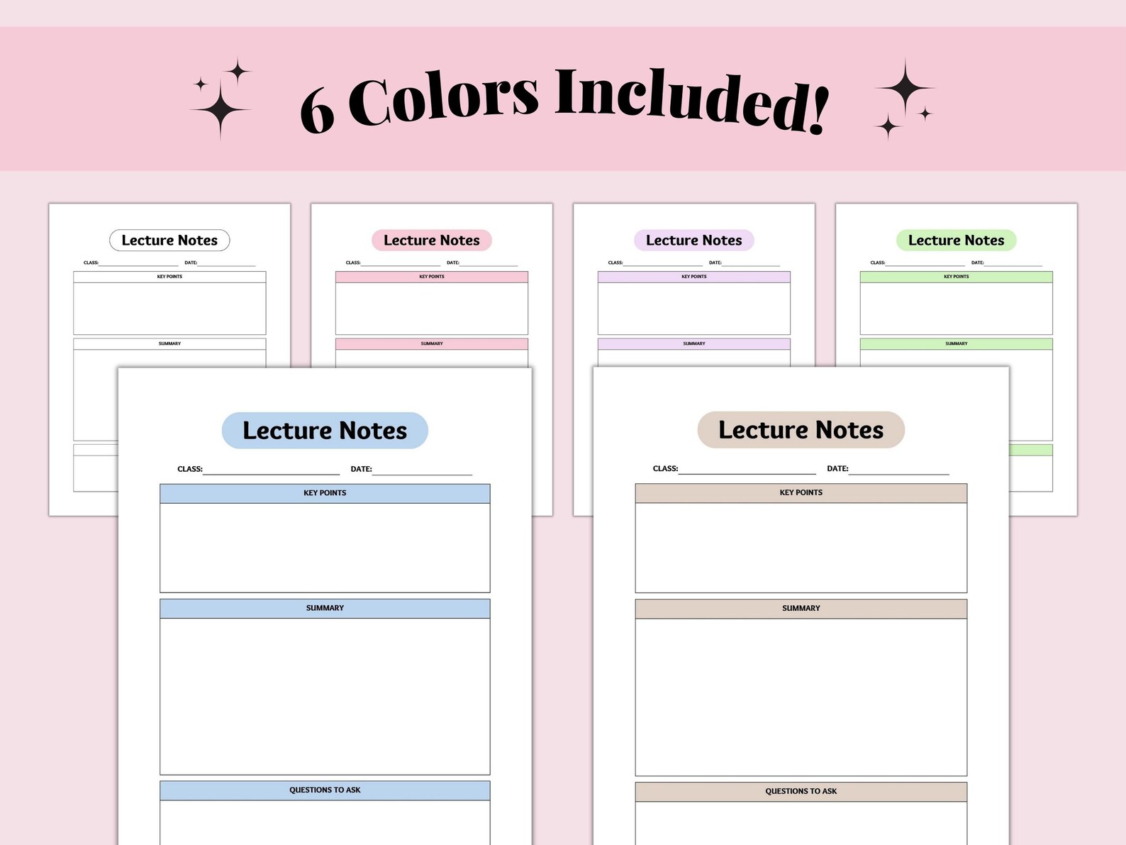 Lecture Notes Template, Printable Lecture Notes, College Planner, Study ...