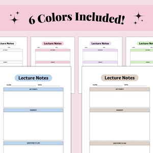 Lecture Notes Template, Printable Lecture Notes, College Planner, Study ...