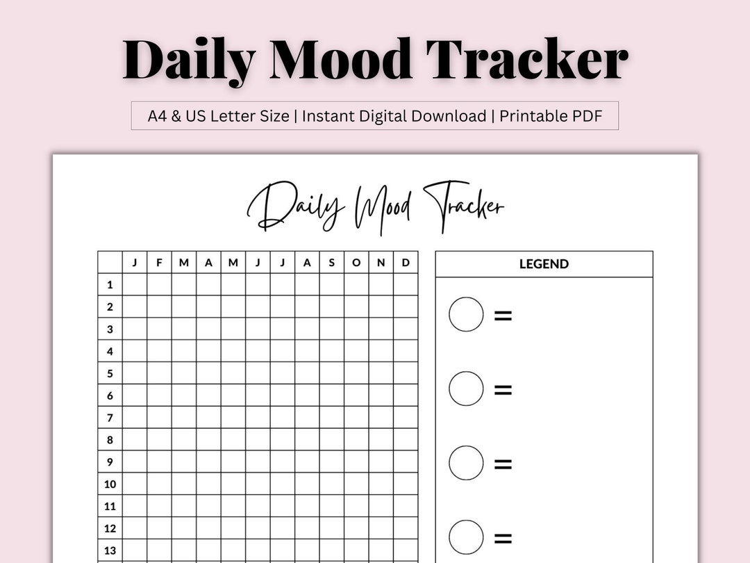 Daily Mood Tracker, Mood Tracker Printable, Daily Mood Journal, Mood ...