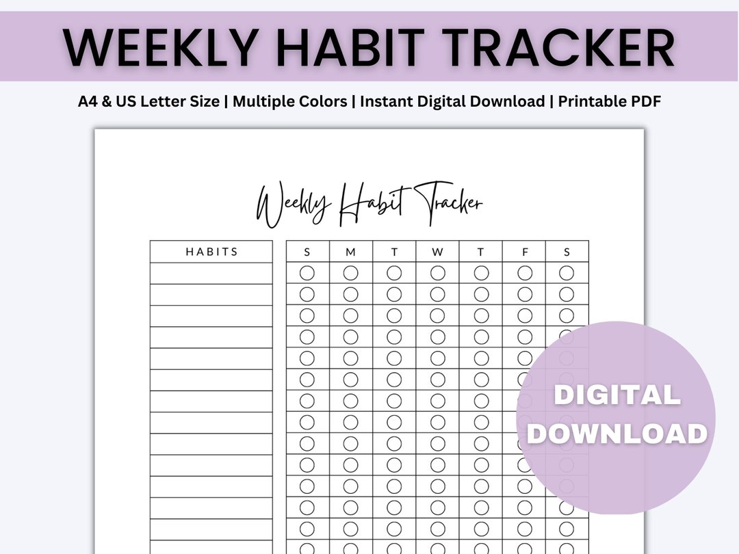 Weekly Habit Tracker Printable, Habit Tracker, Weekly Habit Tracker ...