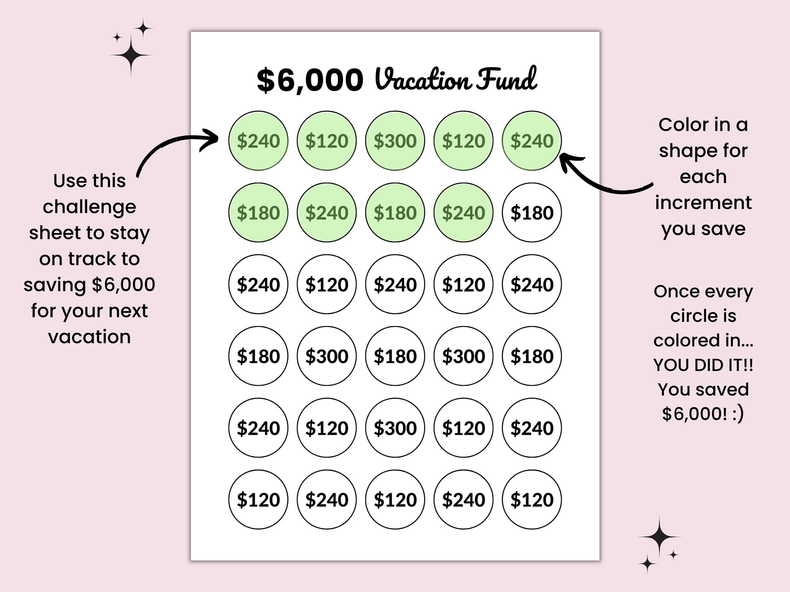 Vacation Savings Tracker Printable, Vacation Fund, Vacation Budget ...