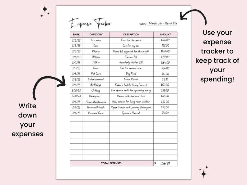 Expense Tracker, Expense Log, Budget Log, Income and Expense, Spending ...
