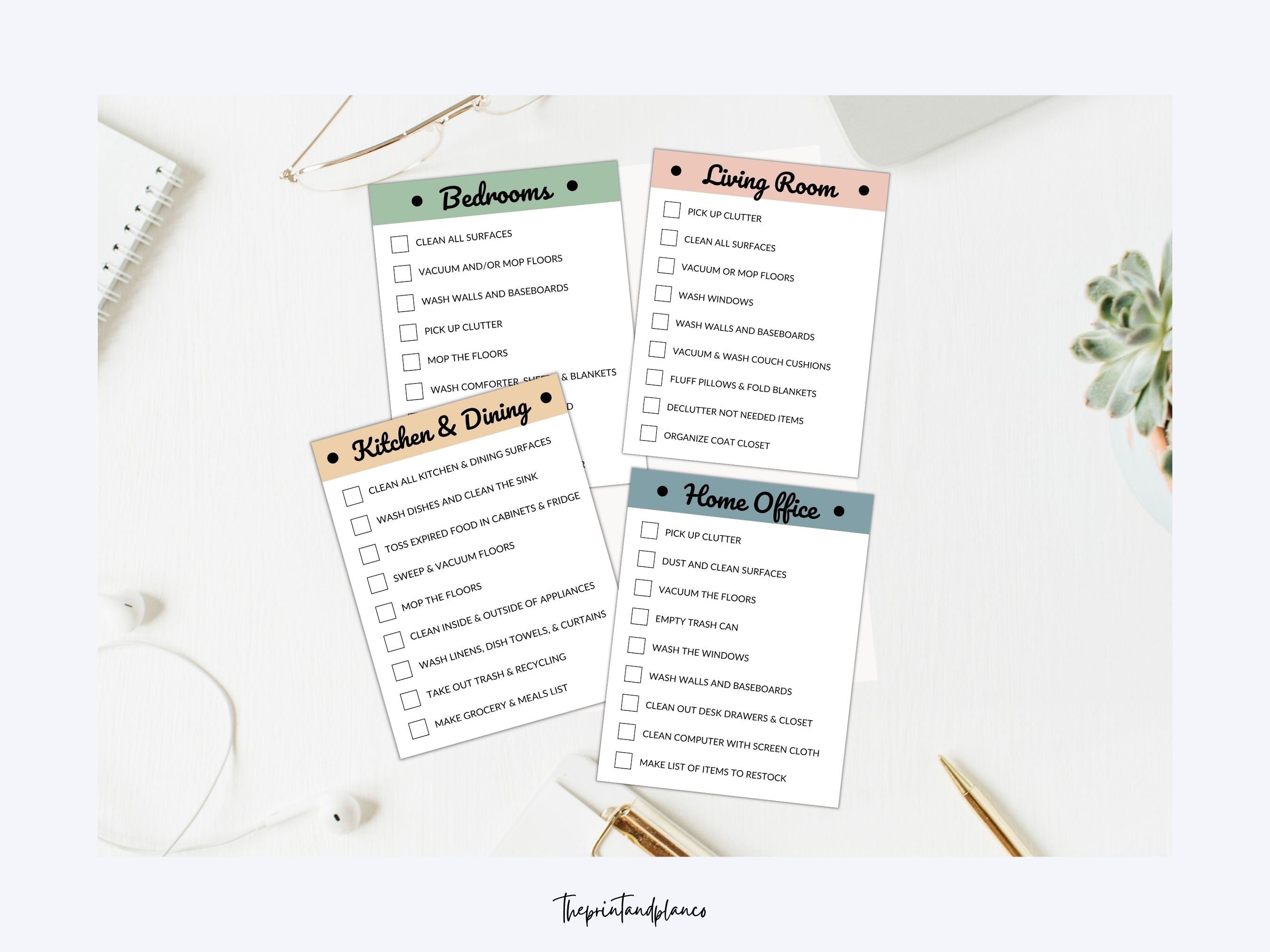 Printable Cleaning Cards, Room by Room Cleaning Cards, Family Chore ...
