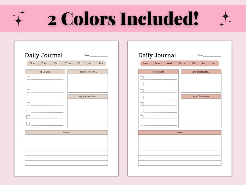 Daily Journal Printable, Daily Journal Template, Daily Planner, to Do ...