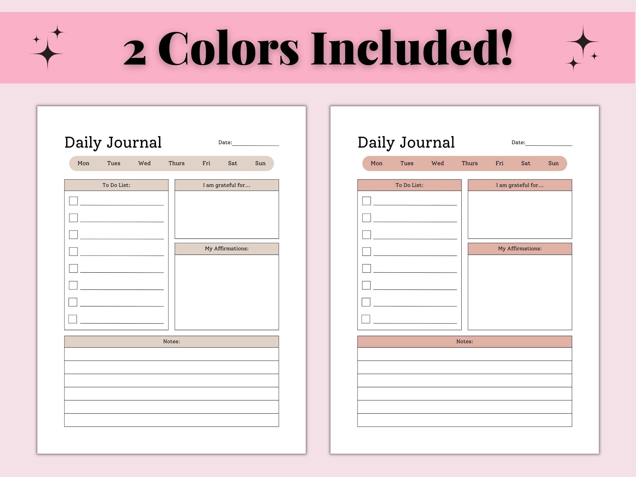 Daily Journal Printable, Daily Journal Template, Daily Planner, to Do ...