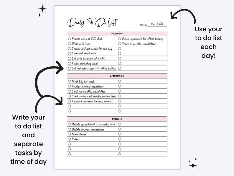 To Do List Printable, Daily to Do List, Daily Tasks, Weekly ...