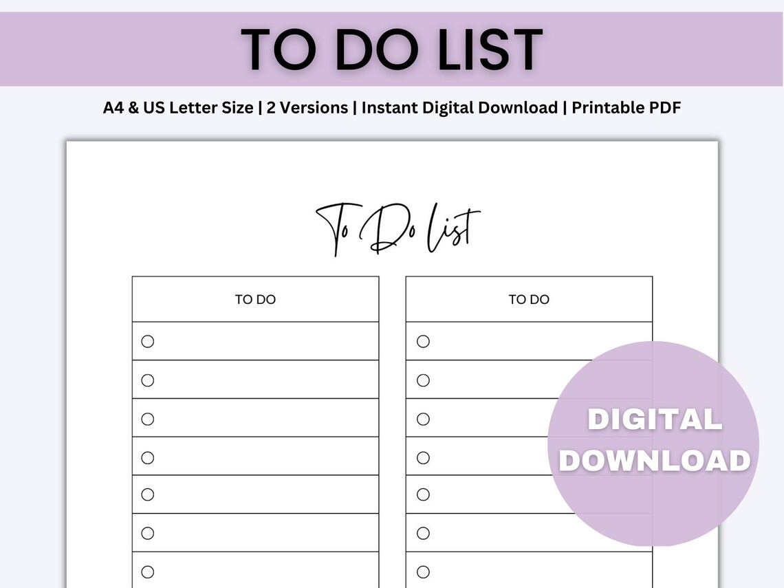 To Do List Printable, to Do List, Task Checklist, Daily to Do List, Daily to Do List Printable ...