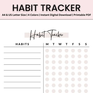 Printable Habit Tracker, Weekly Habit, Daily Habit Tracker, Challenge ...