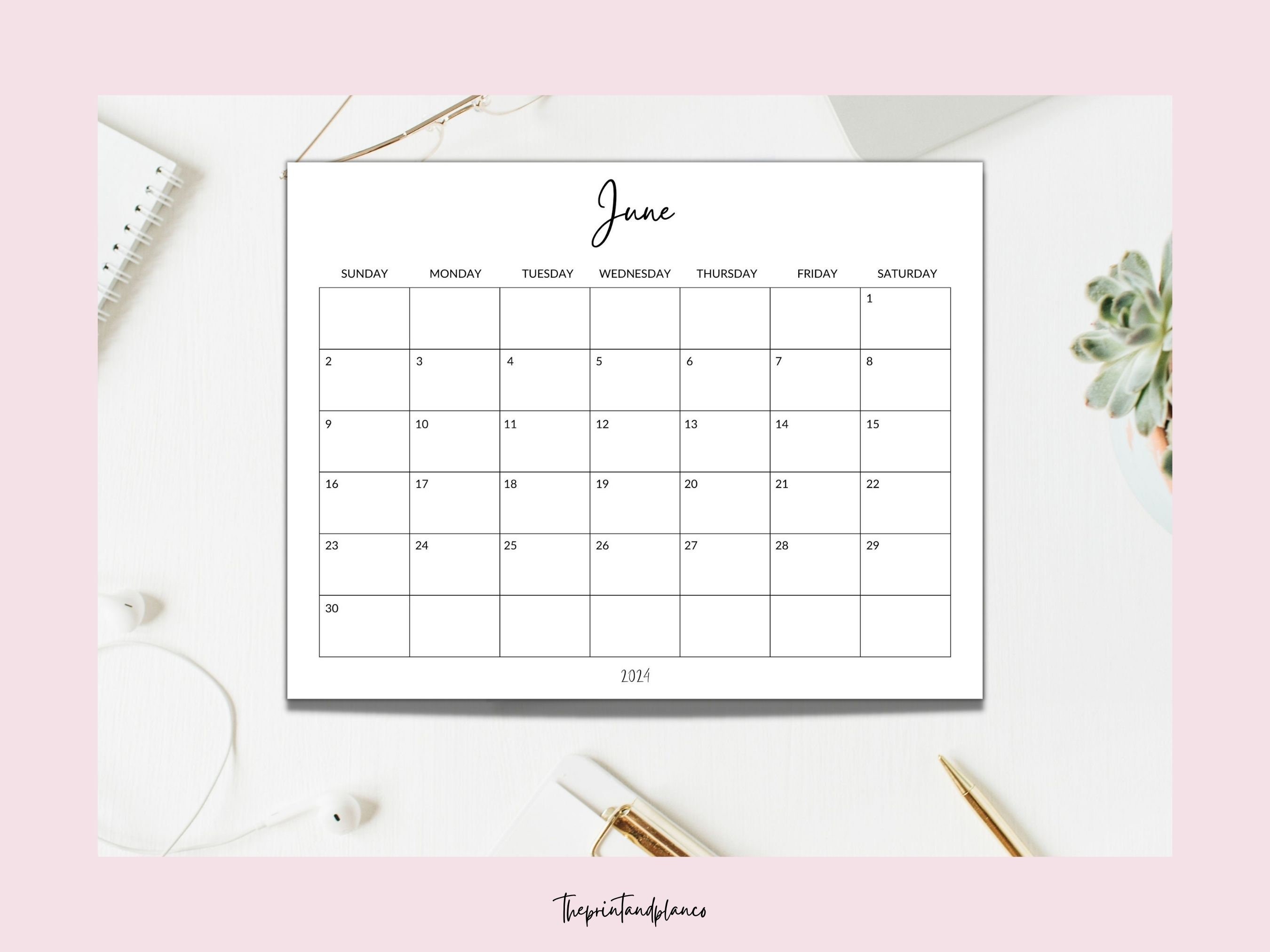 2024 Minimalist Calendar Printable 2024 Year Calendar 2024 - Etsy
