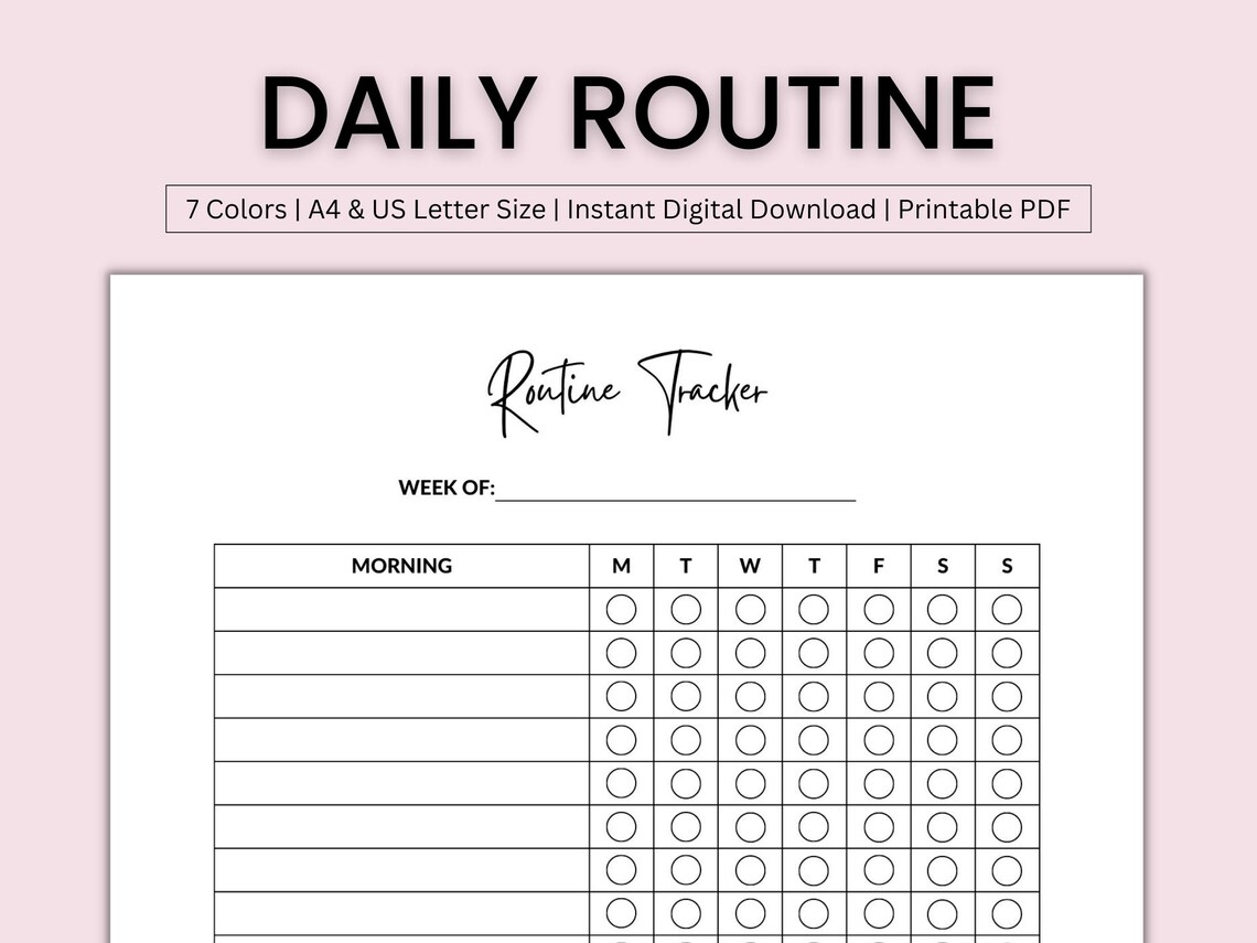 Daily Routine Tracker, Daily Planner, Morning Routine, Daily Routine ...