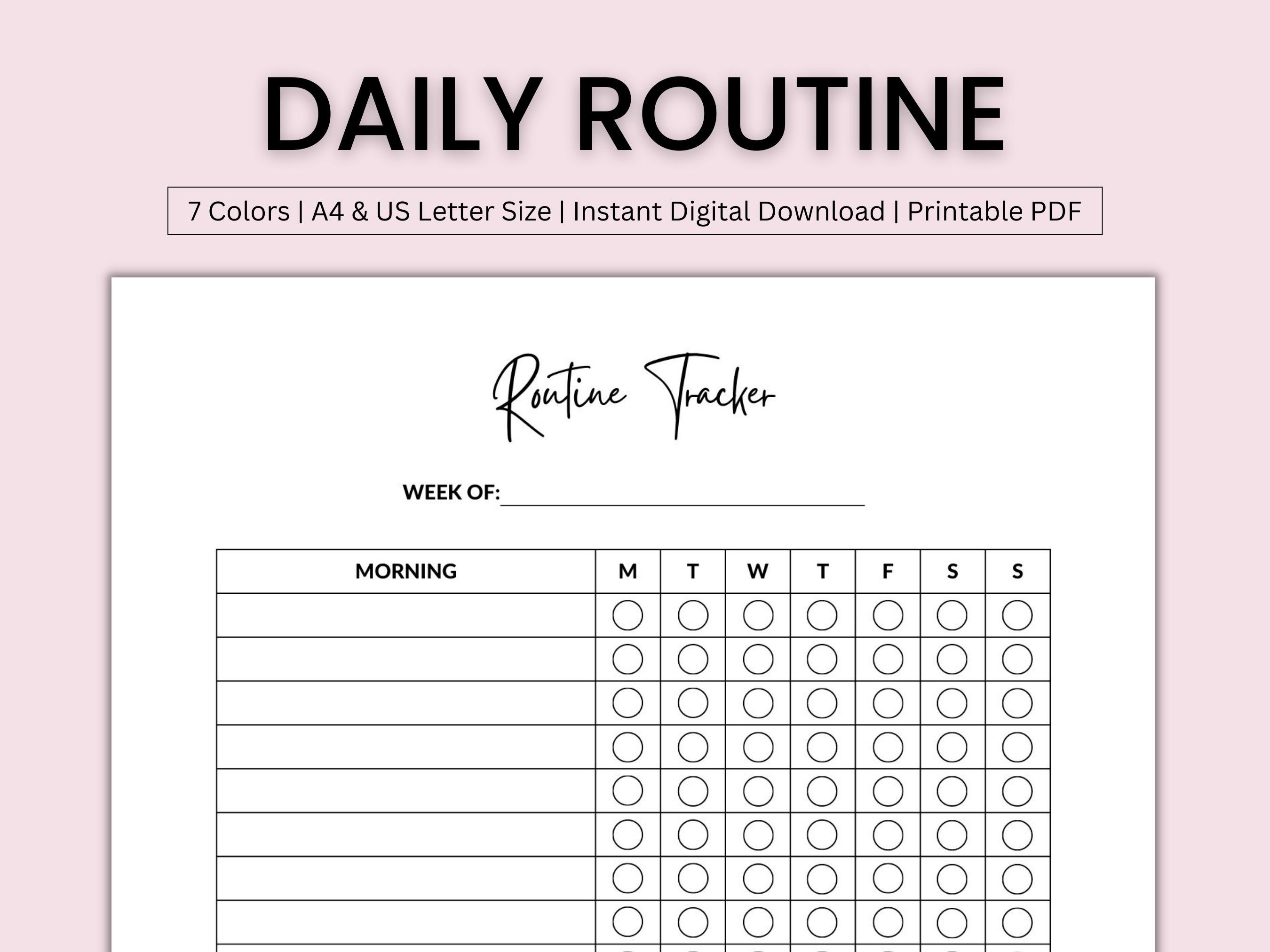 Daily Routine Tracker, Daily Planner, Morning Routine, Daily Routine ...