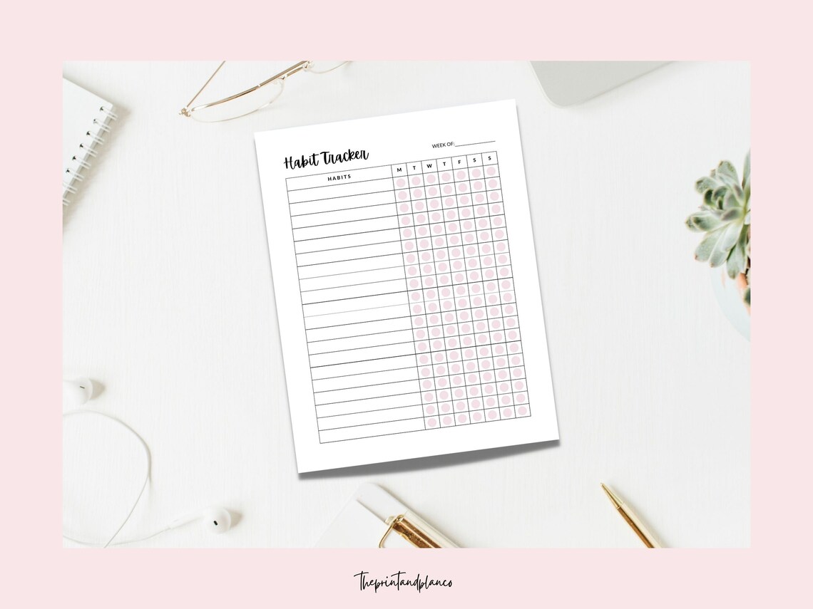 Weekly Habit Tracker, Printable Habit Tracker, Wellness, Productivity ...
