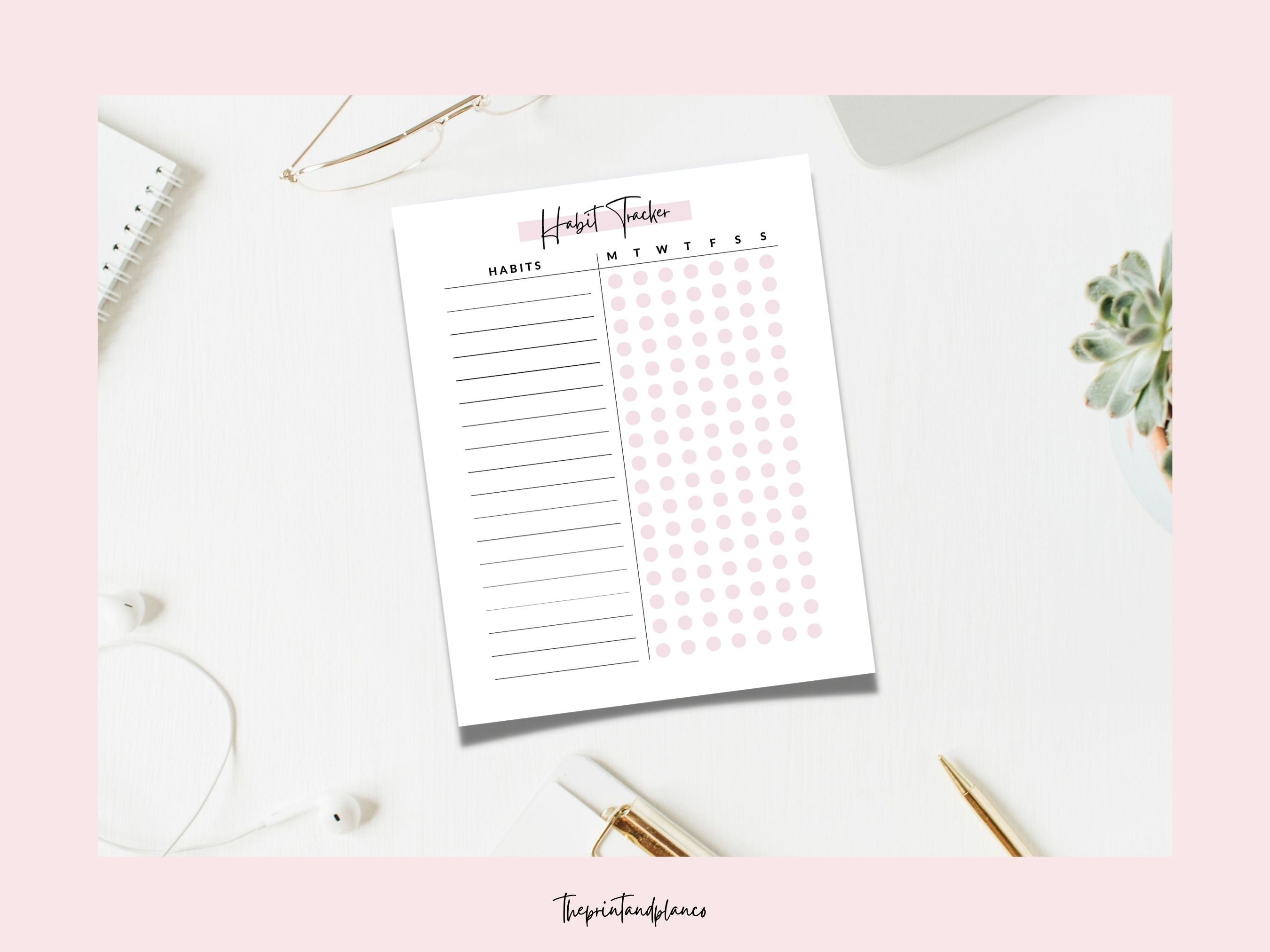 Printable Habit Tracker, Weekly Habit, Daily Habit Tracker, Challenge ...