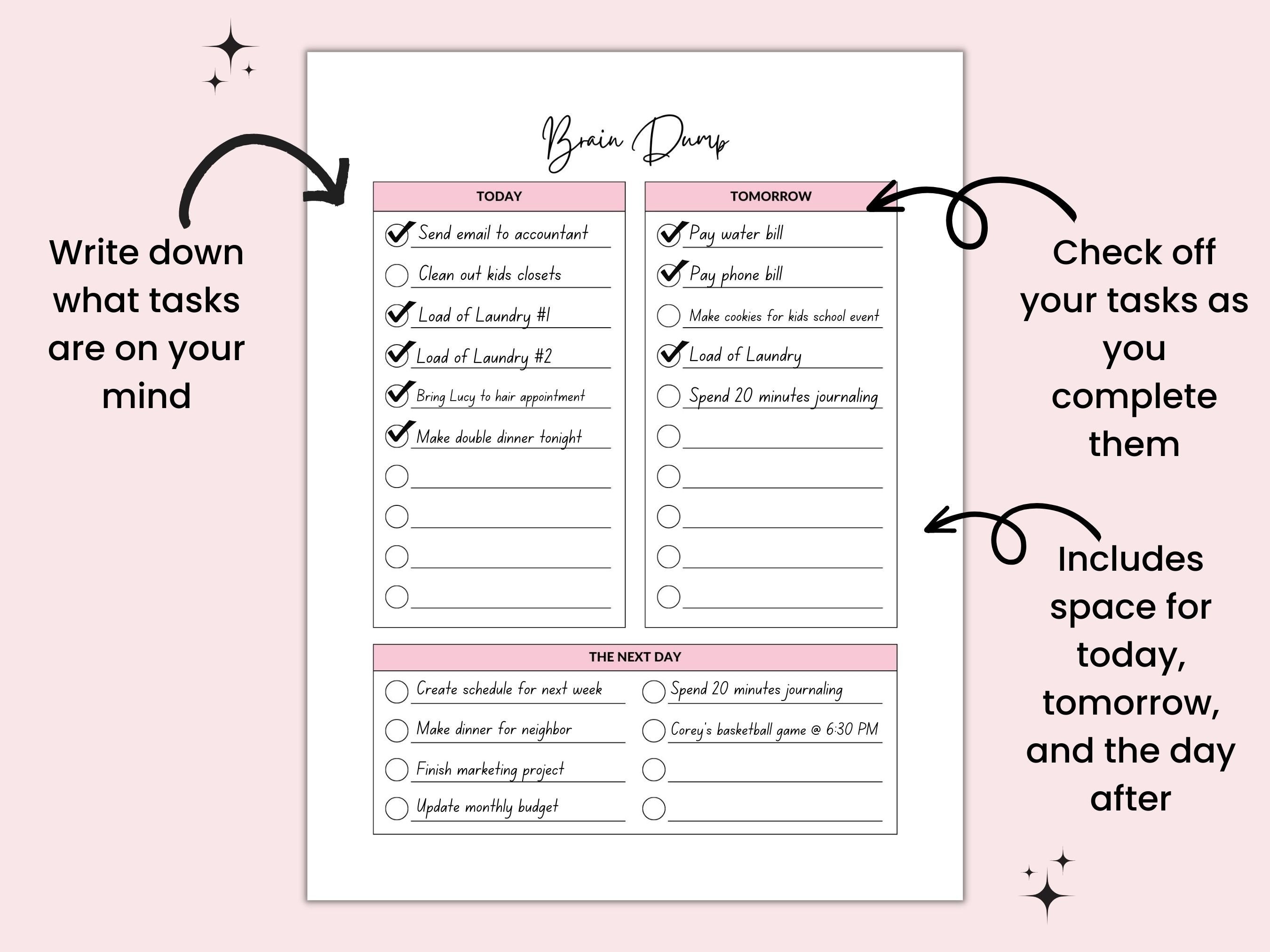 Brain Dump Printable, Brain Dump Template, to Do List Printable, Habit ...