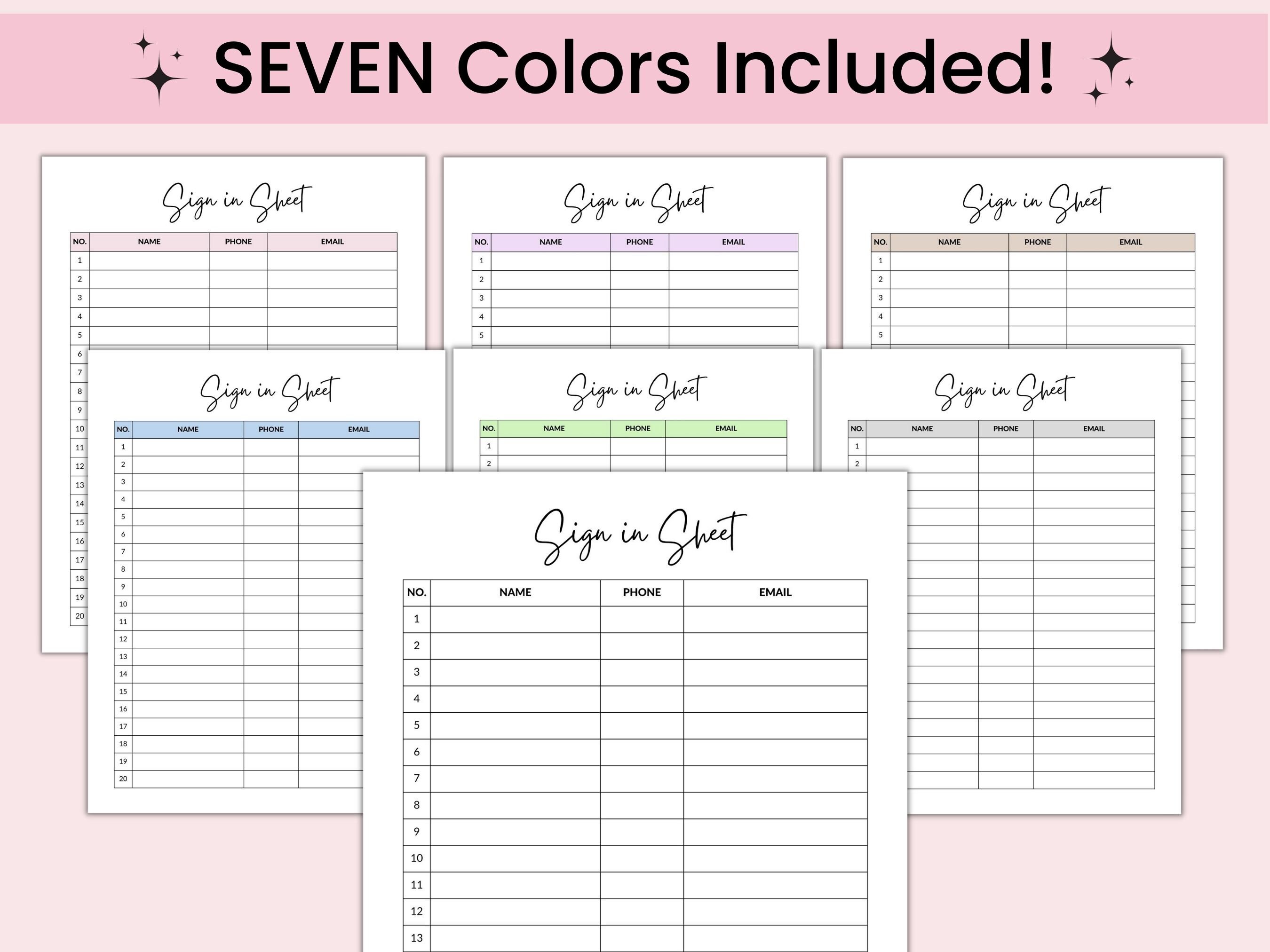 Sign in Sheet, Sign in Printable, Sign in Name, Minimal Sign in ...