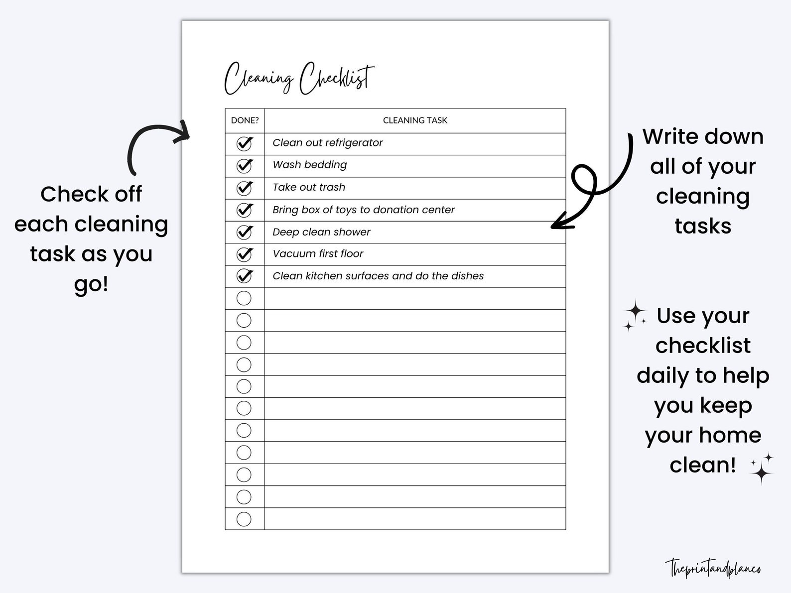 Simple Cleaning Checklist, Cleaning Checklist, Spring Cleaning ...