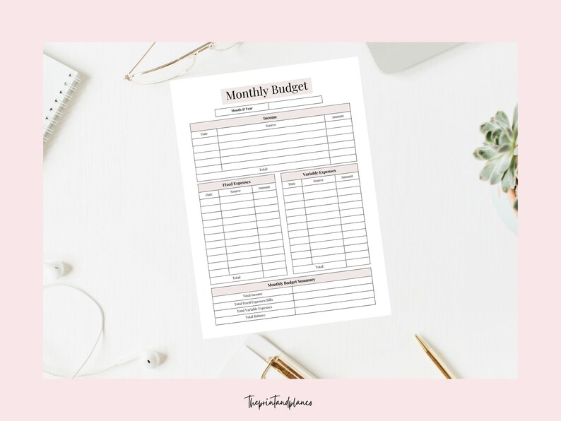 Printable Budget Planner, Printable Monthly Budget, Income Tracker ...