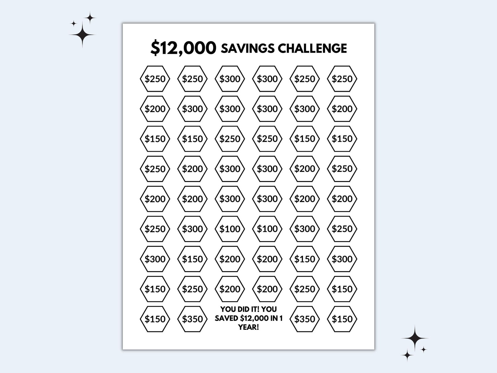 12000 Savings Challenge, 12k in 52 Weeks, Money Challenge, Save 12000 ...