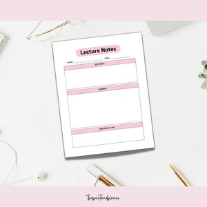 Lecture Notes Template, Printable Lecture Notes, College Planner, Study ...