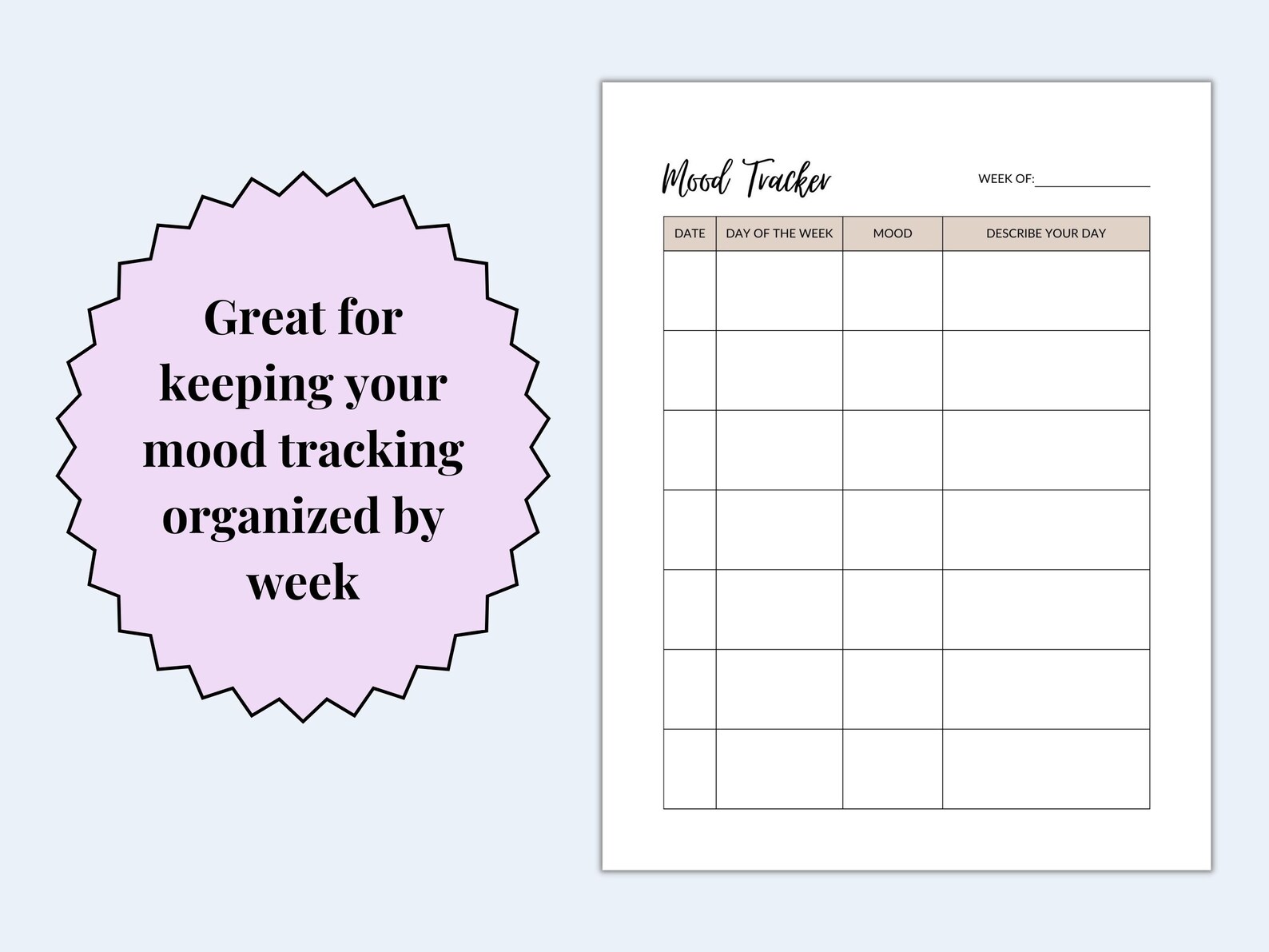 Printable Mood Tracker, Mood Tracker Template, Mood Habit Tracker, Mood ...