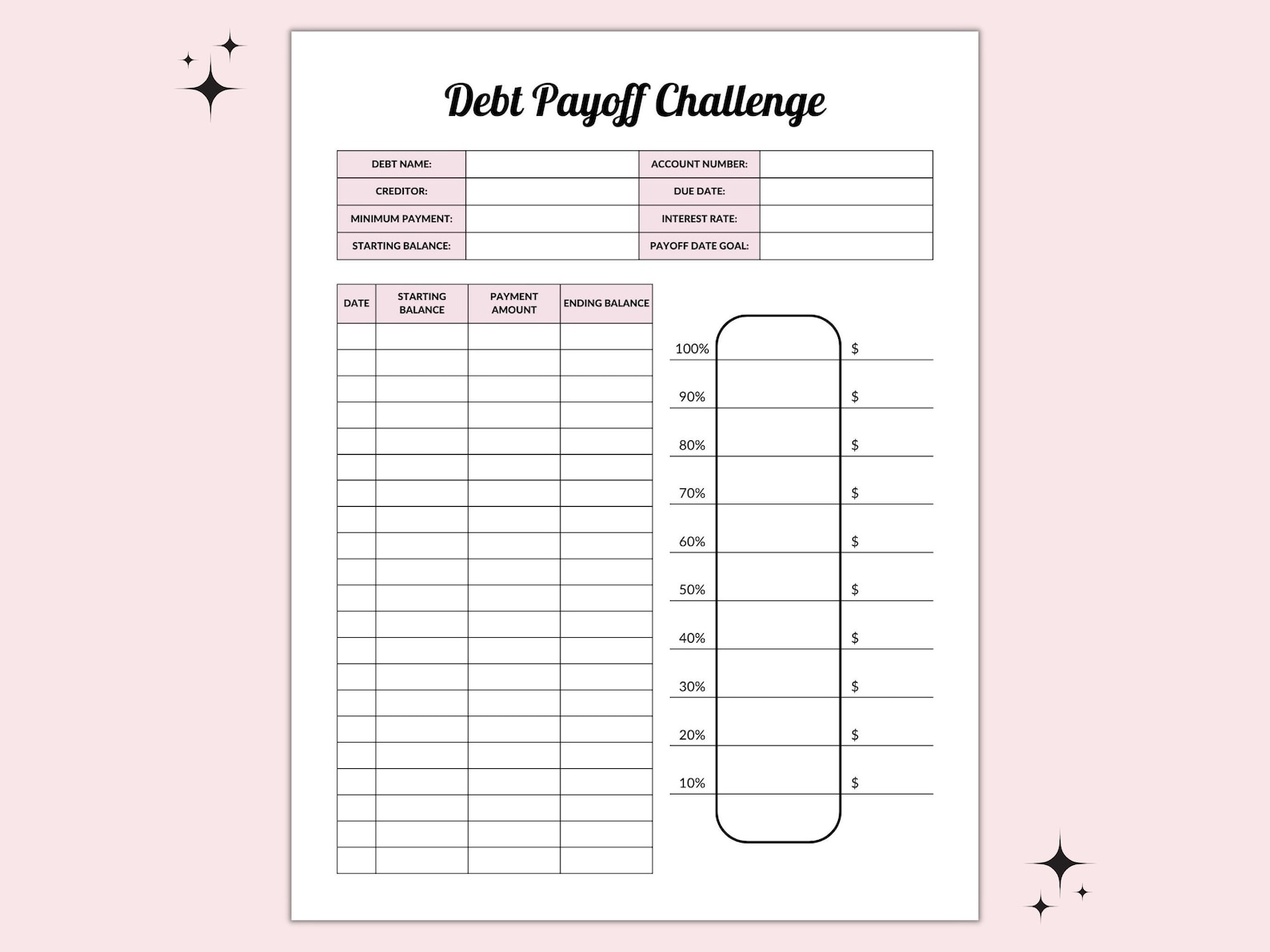 Debt Payoff Challenge, Debt Free, Debt Payment Tracker, Debt Payoff ...