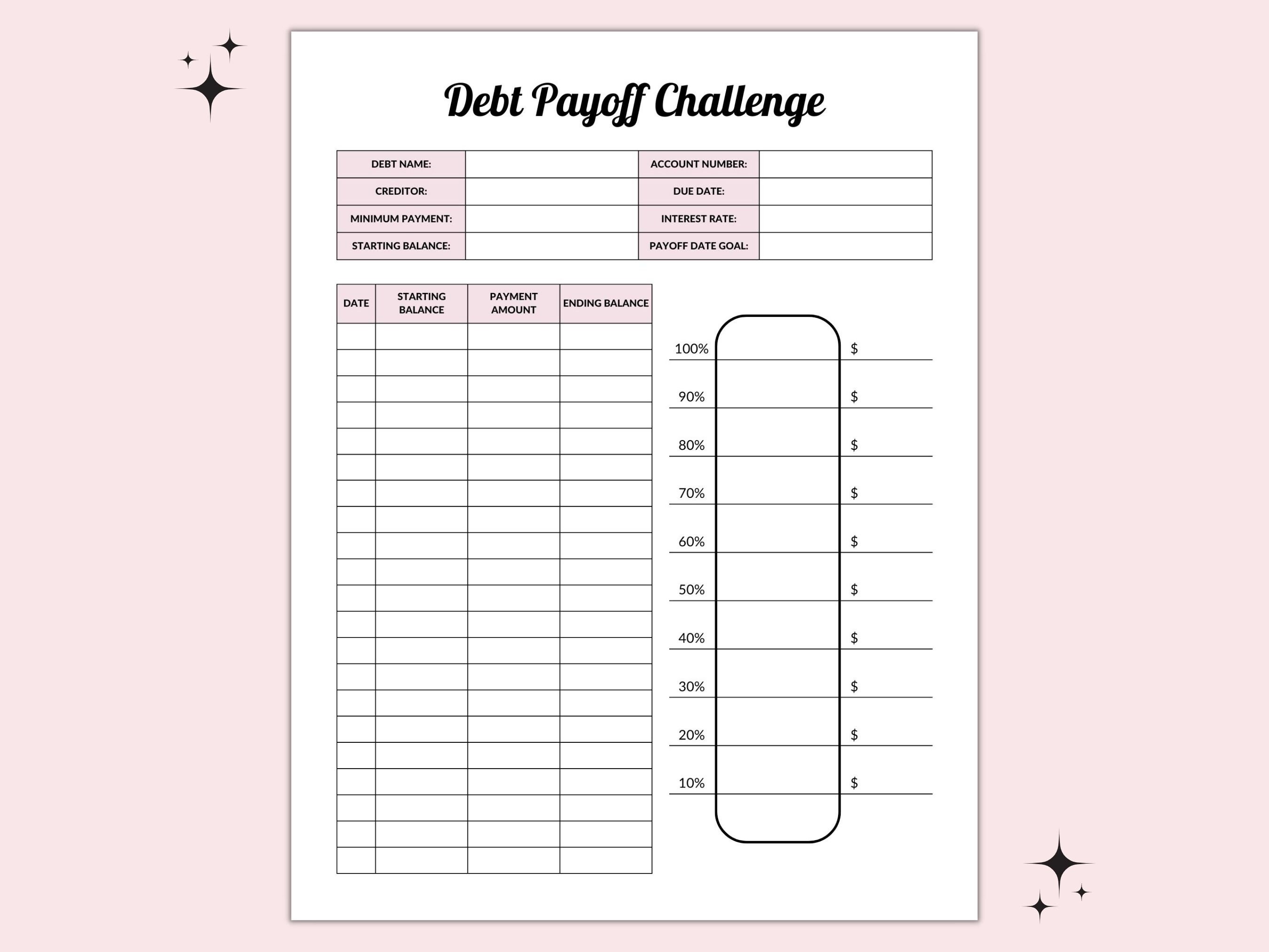 Debt Payoff Challenge, Debt Free, Debt Payment Tracker, Debt Payoff ...