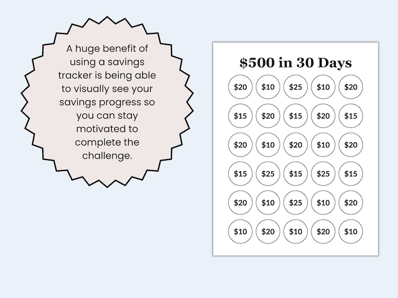 500 Savings Challenge, 500 in a Month, Savings Tracker Printable, 500 ...